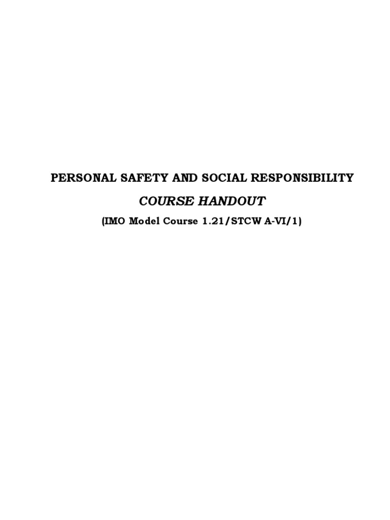 Course Handout: Personal Safety and Social Responsibility | PDF ...