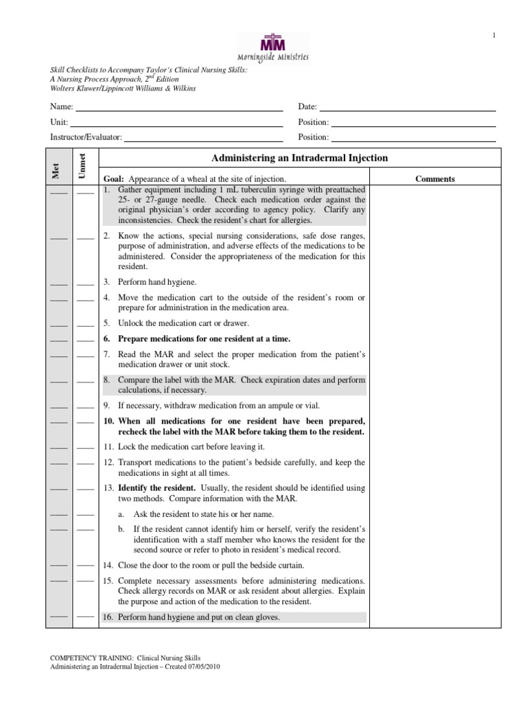 Intradermal Injection Administration Guide | PDF | Injection (Medicine ...