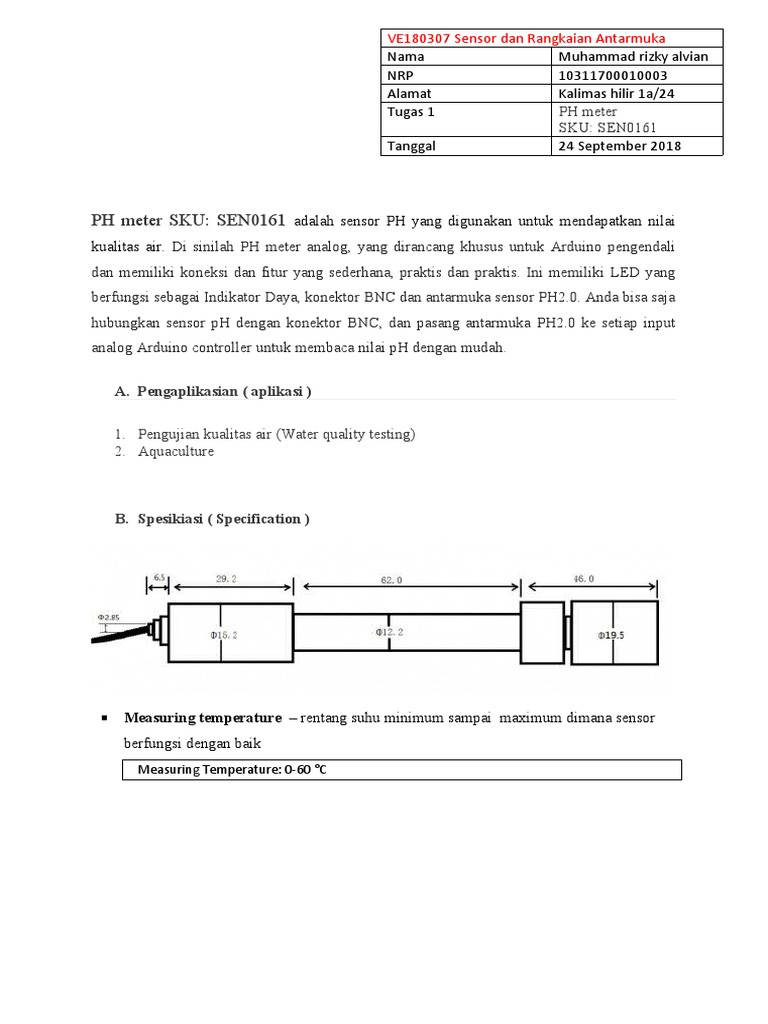 Sensor pH SEN0161 untuk Kualitas Air | PDF