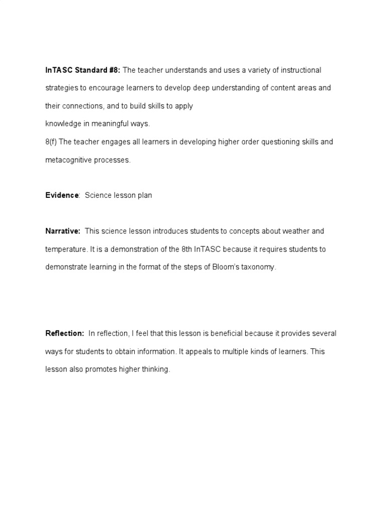 Intasc Standard 8 | PDF | Behavior Modification | Learning