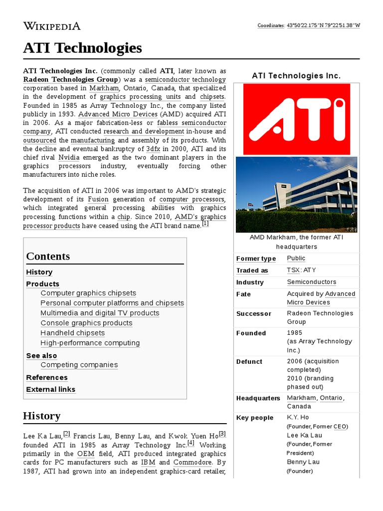 ATI Technologies | PDF | Graphics Processing Unit | Computer Graphics