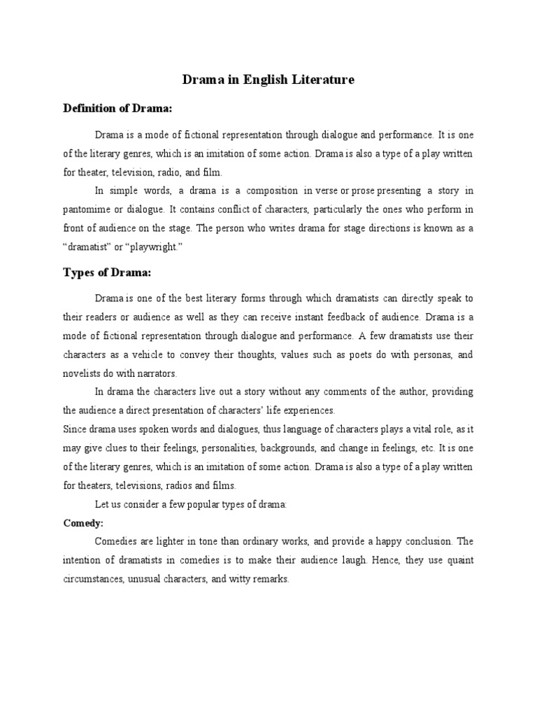 Exploring the Literary Genre of Drama: Its Definition, Types, Elements ...