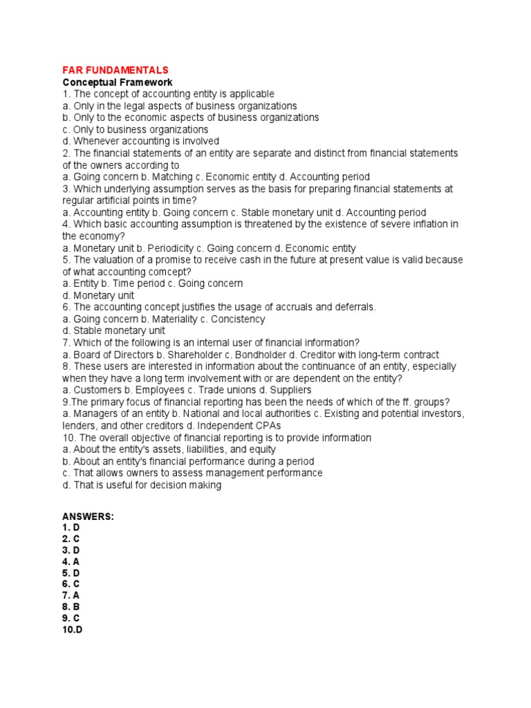 Conceptual Framework: Far Fundamentals | PDF