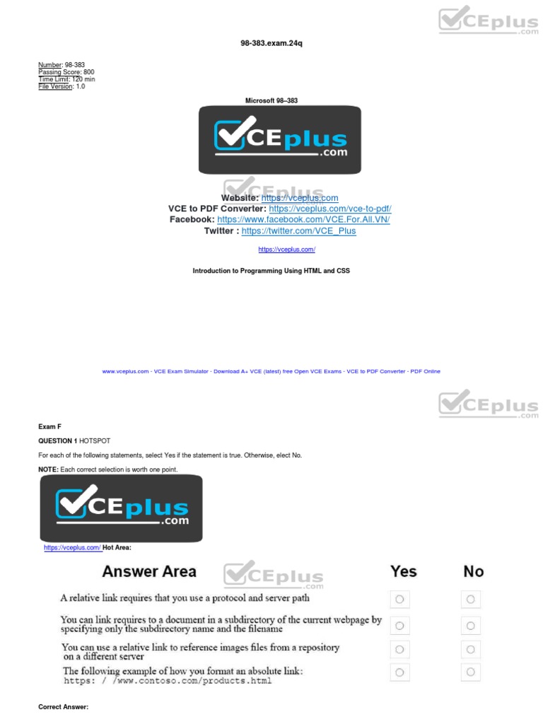 98-383 HTML and CSS Practice Test | PDF | Html | Cascading Style Sheets