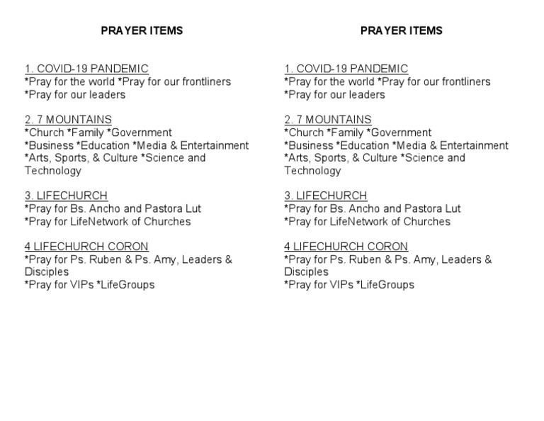 Prayer Items | PDF