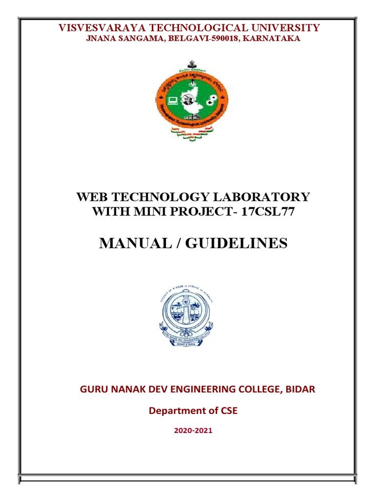 Manual / Guidelines: Web Technology Laboratory With Mini Project ...