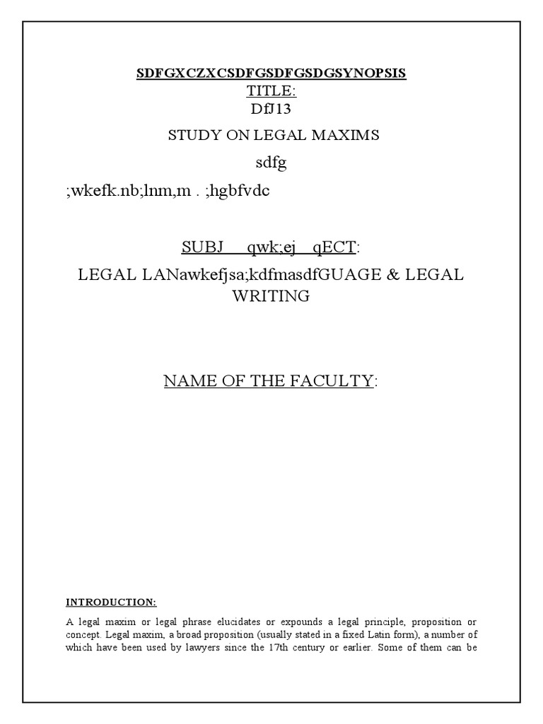 SDFG Wkefk - NB LNM, M - HGBFVDC: Title: Dfj13 Study On Legal Maxims ...
