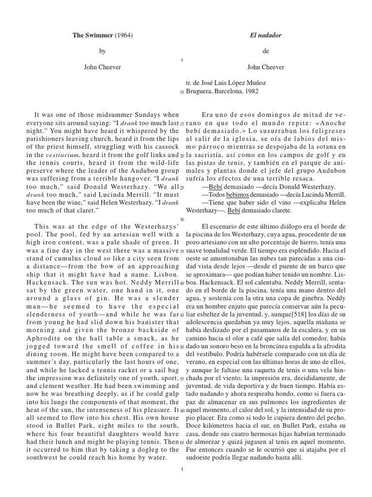 Cheever, John 'The swimmer'-Xx-En-Sp | PDF | Nadando | Naturaleza