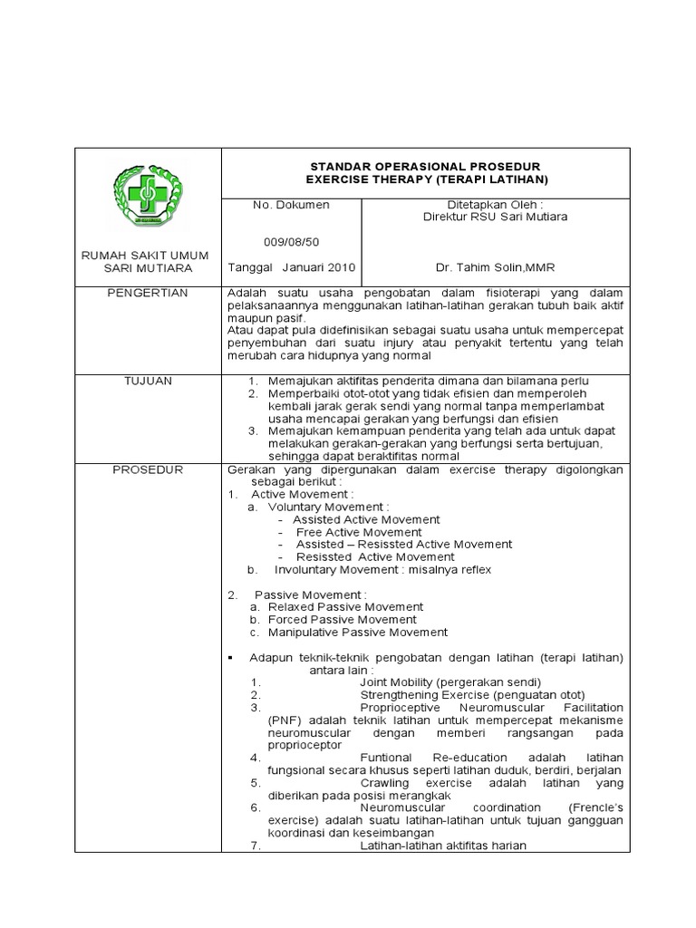 Sop Terapi Latihan CP | PDF
