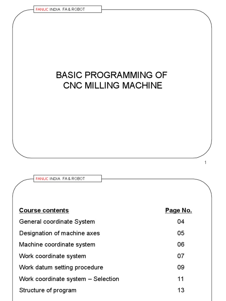 Basic Programming of CNC Milling Machine | PDF | Machining | Drilling