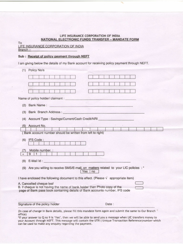 NEFT Form | PDF