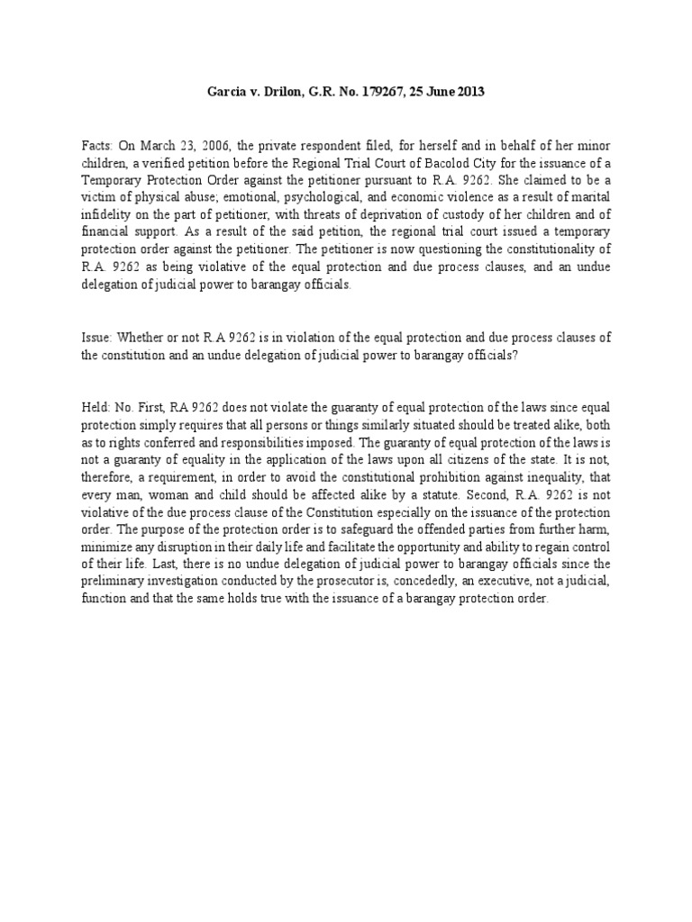 72 - Garcia V Drilon J GR 179267 J June 25 J 2013 PDF | PDF