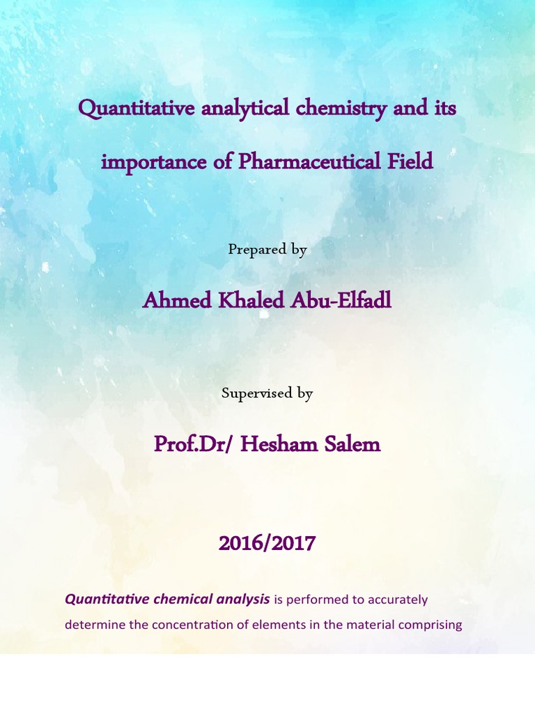 Quantitative Analytical Chemistry and Its Importance of Pharmaceutical ...