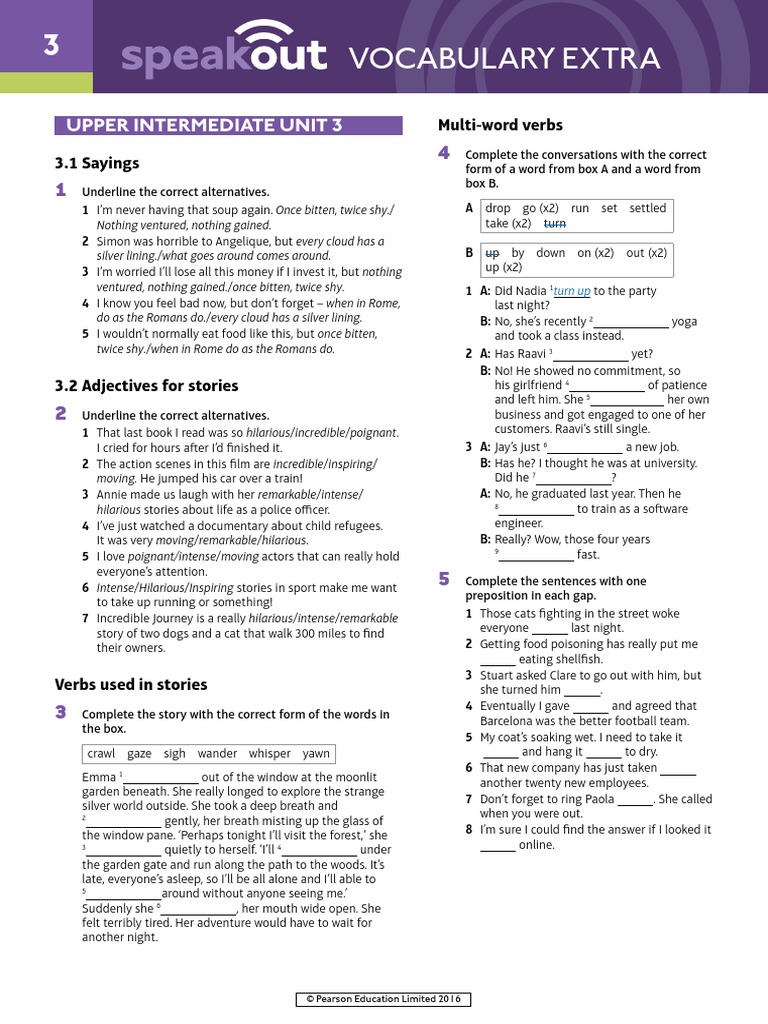 Speakout Vocabulary Extra Upper Intermediate Unit 3 | PDF | Verb | Adjective