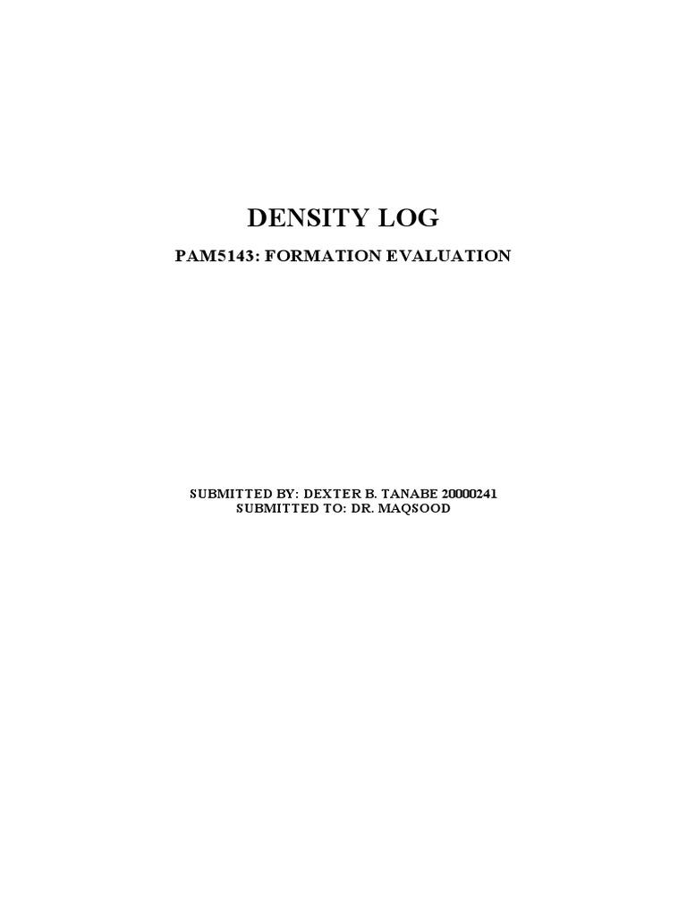 Density Log Dexter Tanabe 20000241 | PDF | Gamma Ray | Porosity