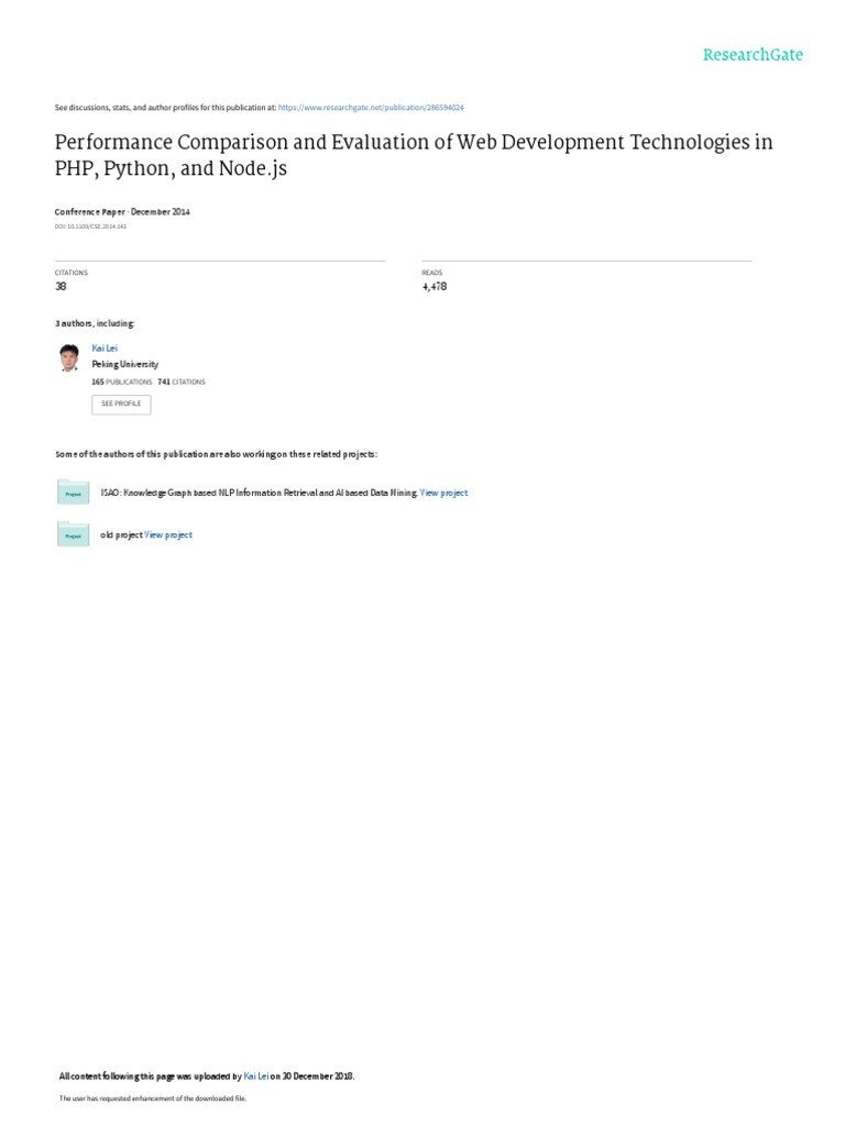 Performance Comparison and Evaluation of Web Development Technologies in PHP, Python and Node ...