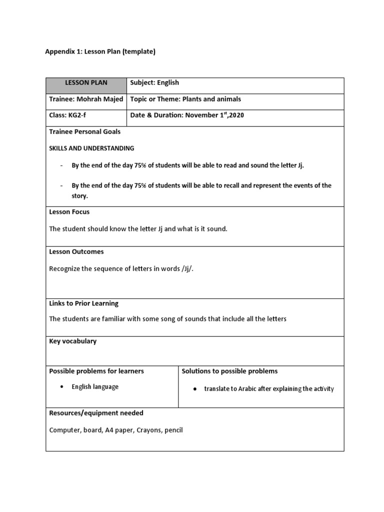 Letter J Lesson Plan | PDF | Educational Assessment | Lesson Plan
