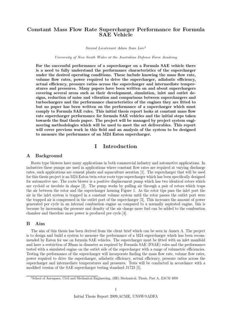 Constant Mass Flow Rate Supercharger Performance For FSAE | PDF ...
