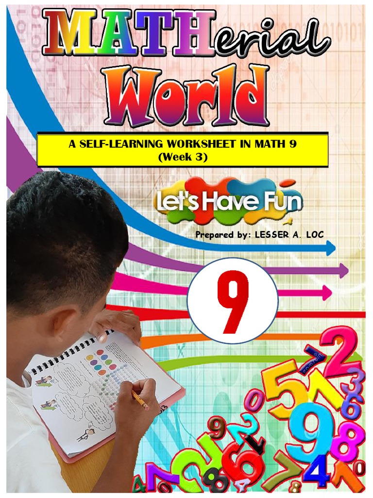 A Self-Learning Worksheet in Math 9 (Week 3) : Prepared By: LESSER A ...