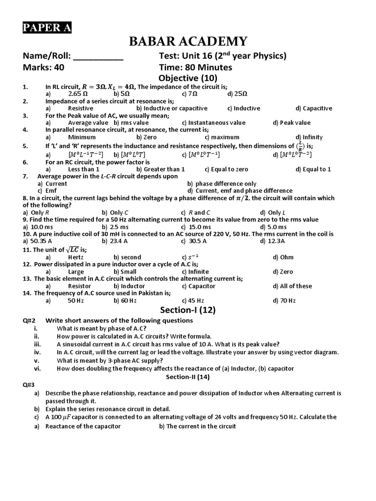 Alternating Current Pdf Inductor Alternating Current
