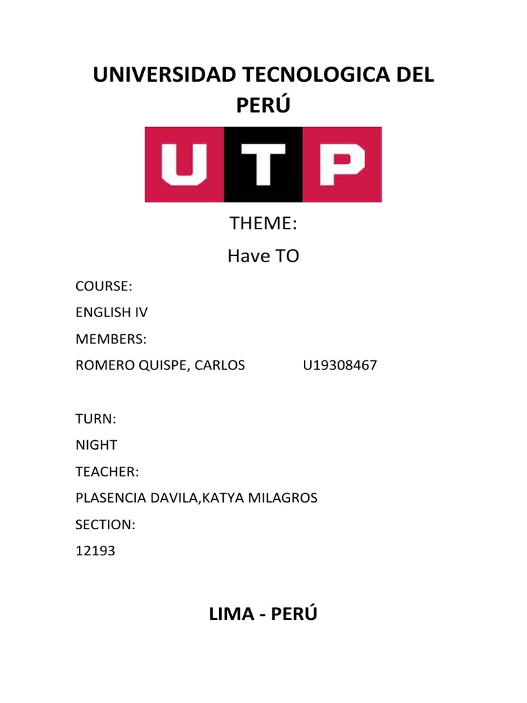 Caratula Utp 2020 Ingles | PDF