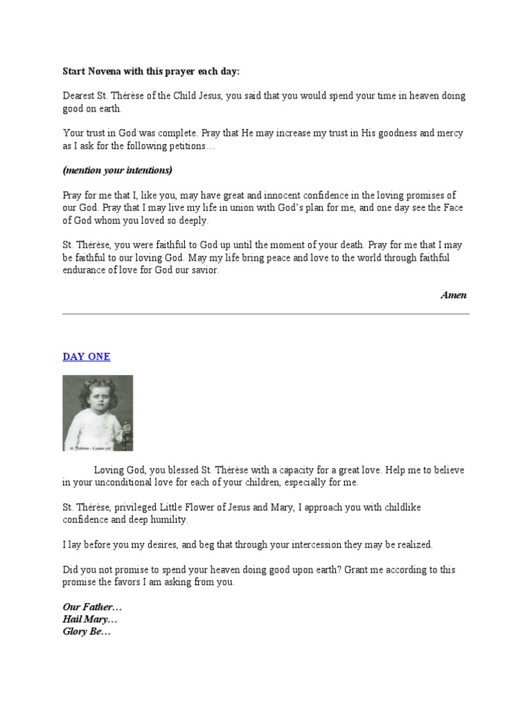 St. Thérèse Novena Prayer Guide | PDF