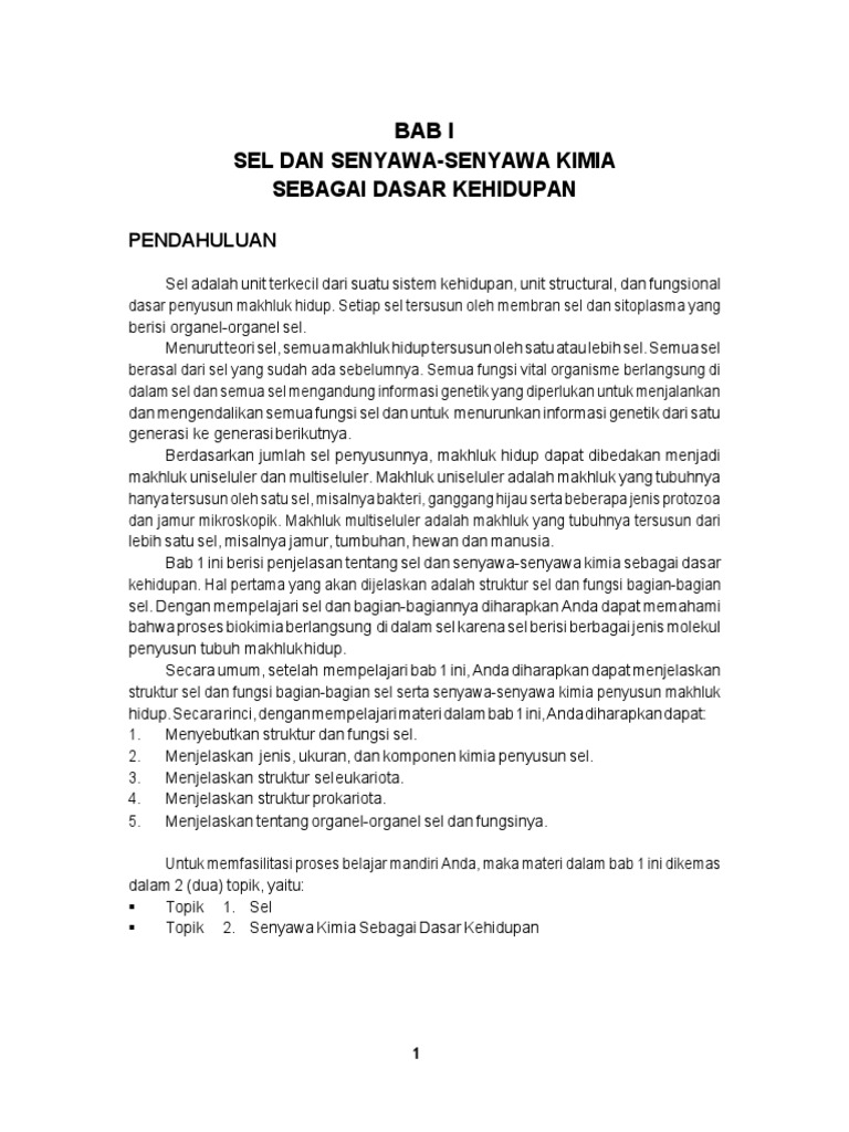 Sel dan Senyawa Kimia: Dasar Kehidupan | PDF