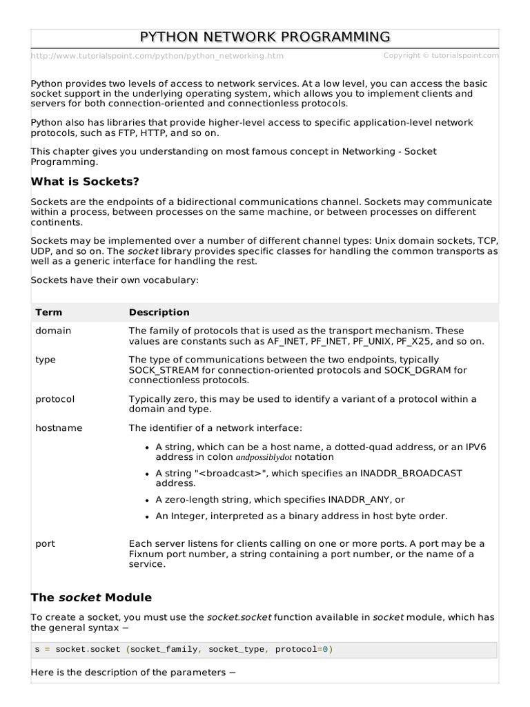 Python Networking Pdf Pdf Port Computer Networking Network Socket