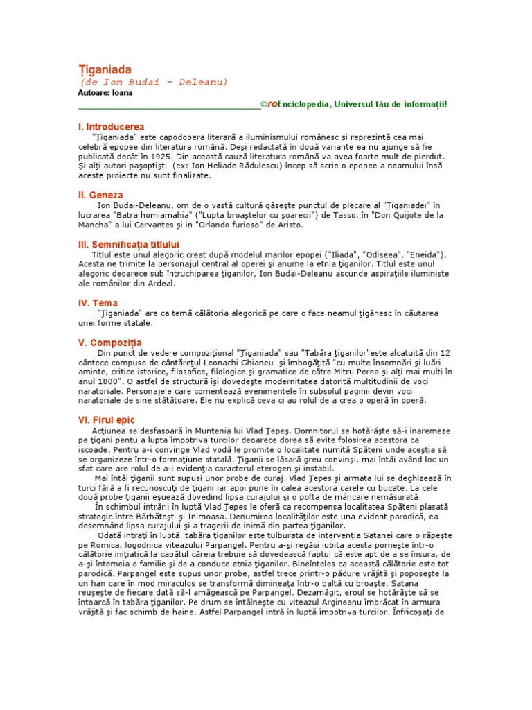 Tiganiada de Ion Budai Deleanu | PDF