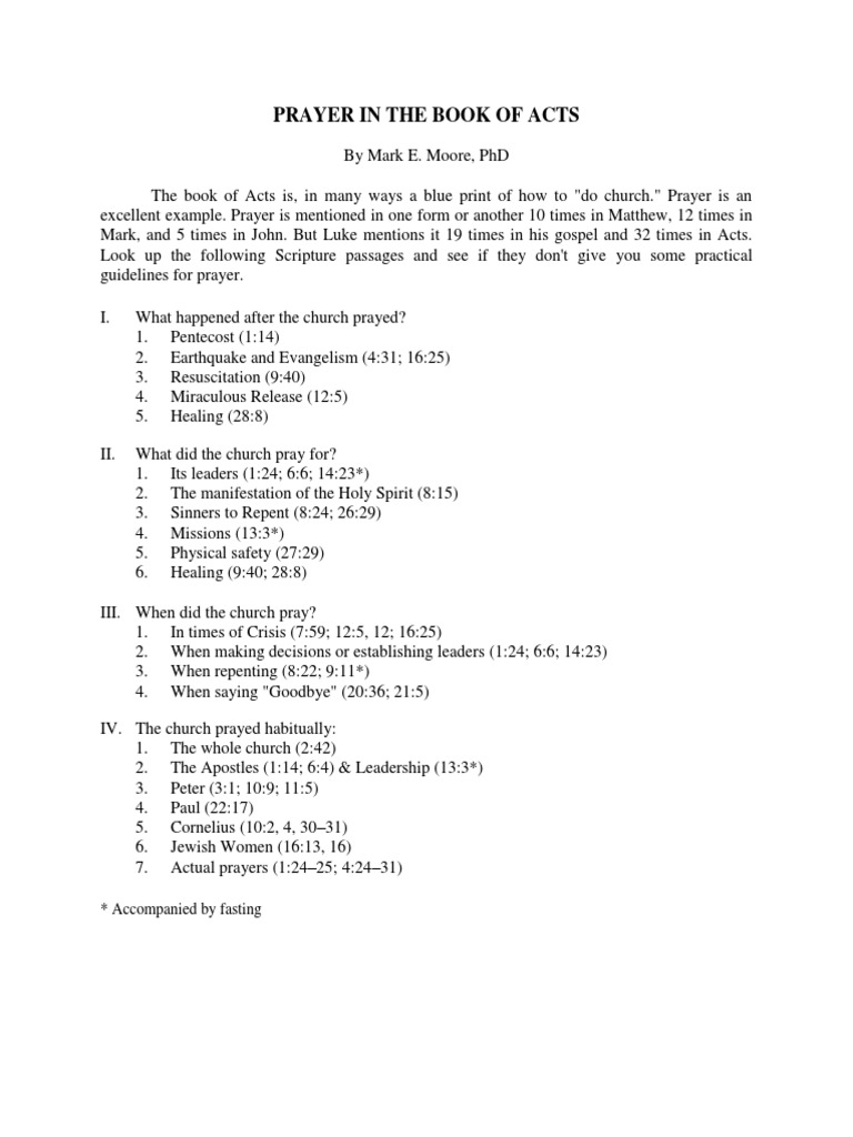 Prayer in The Book of Acts: Accompanied by Fasting | PDF