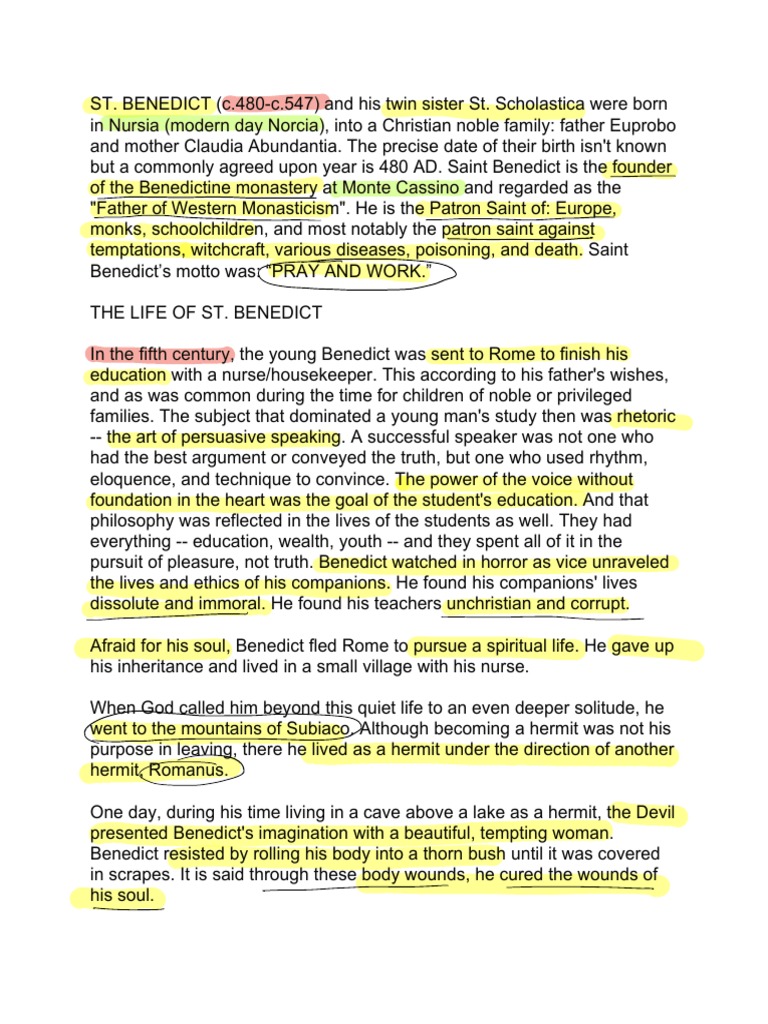 ST Benedict Life PDF | Download Free PDF | Religious Behaviour And ...