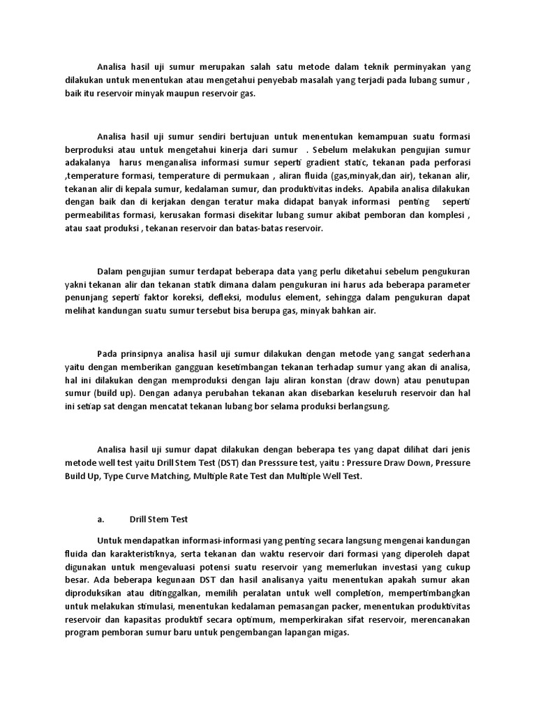 Analisa Uji Sumur dalam Teknik Perminyakan | PDF