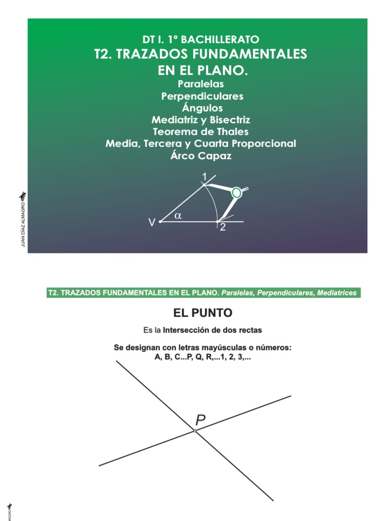 TRAZADOS FUNDAMENTALES EN EL PLANO. D. Técnico I, 1º Bach. | PDF | Perpendicular | Geometria clasica