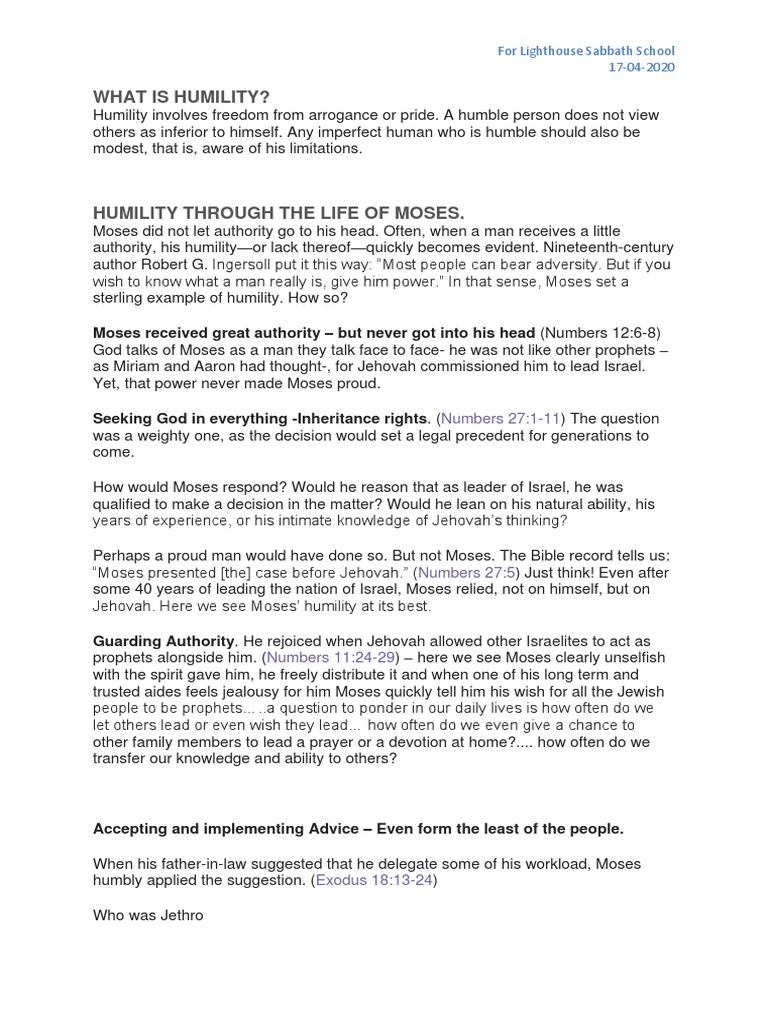 7 PDF | PDF | Humility | Moses