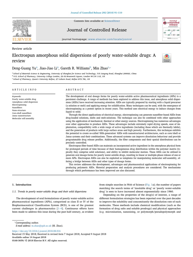 Journal of Controlled Release: Review Article | PDF | Solubility | Solution