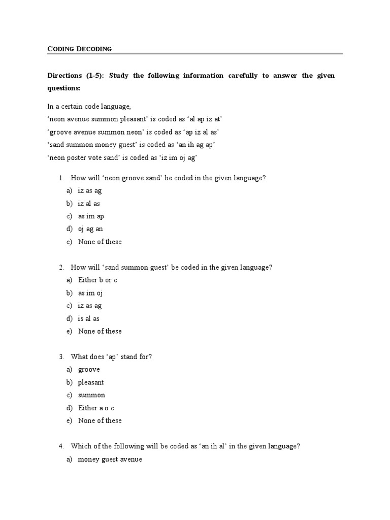 Coding Decoding 07:08 | PDF