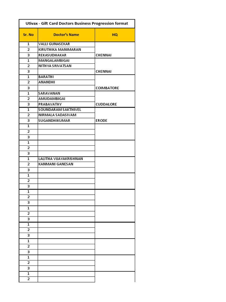 Utivax - GC Doctors Business Progression Format Feb 2019 | PDF