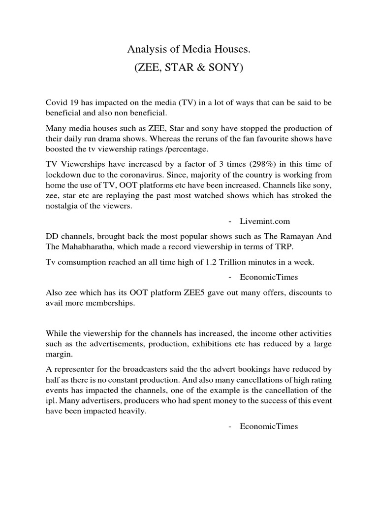 Analysis of Media Houses | PDF