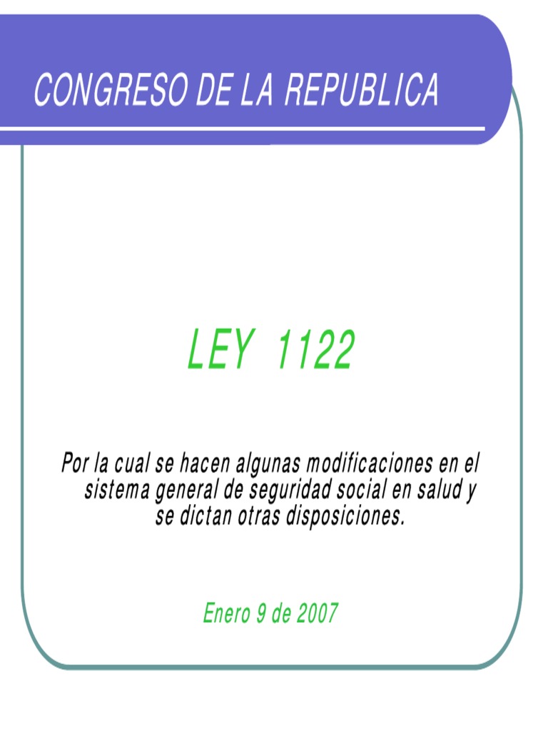 Resumen de la Ley 1122 de 2007 | PDF | Formas de gobierno | Comunidad ...
