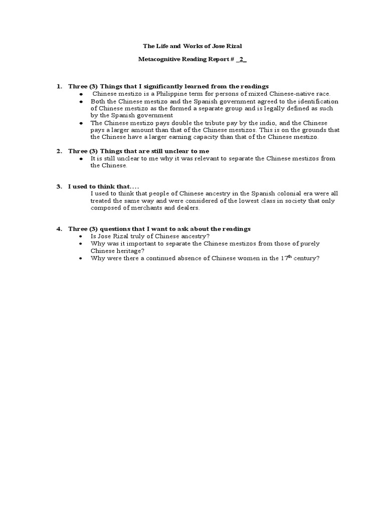 Metacognitive Report 2 Pdf
