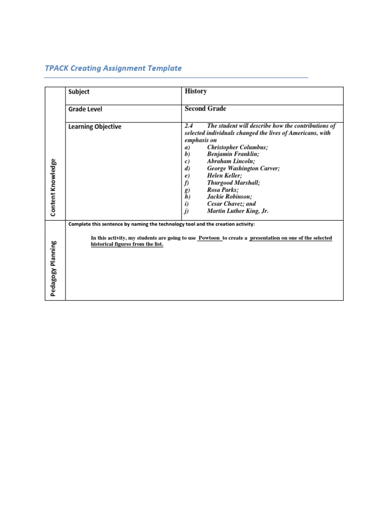 Tpack Template Creating Fall20 Ingram | PDF