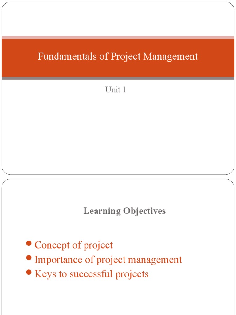 Fundamentals of Project Management: Unit 1 | PDF | Project Management ...
