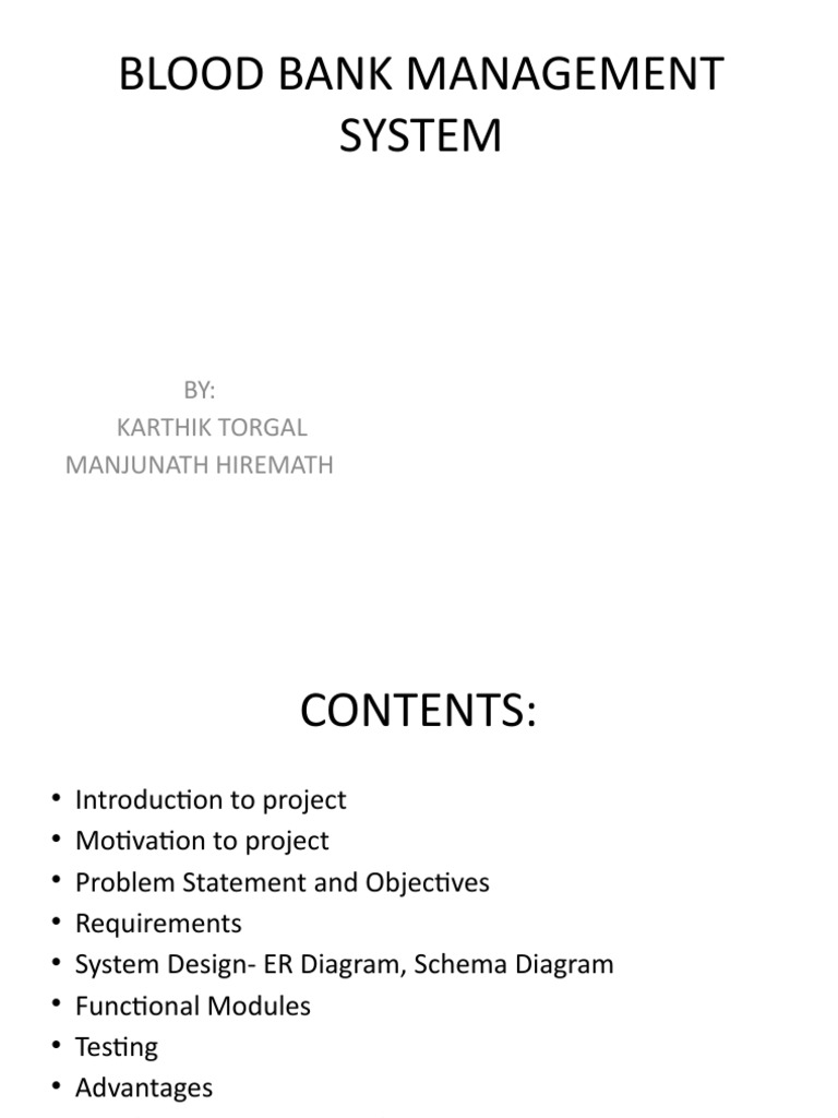 Blood Bank Management System Overview | PDF | Software Testing | Unit ...