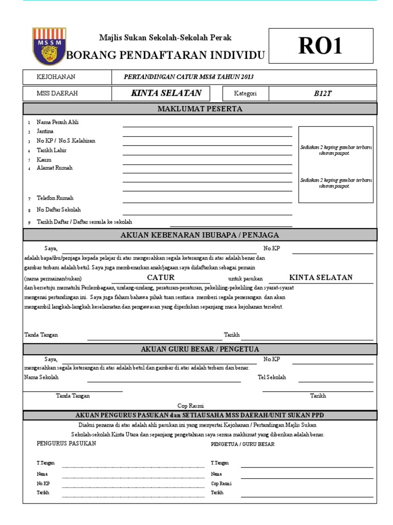 Borang Ro1, Kebenaran Ibubapa | PDF