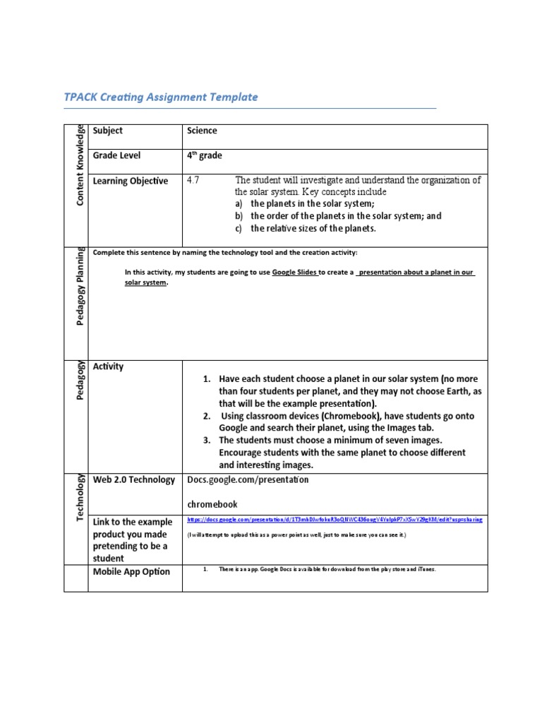 Cahill Tpack Template Creating Fall20 1 | PDF | Chromebook ...