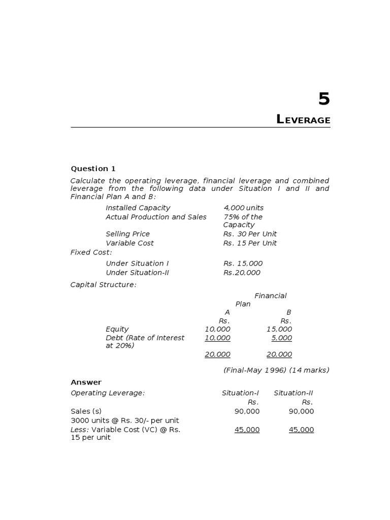 Problems Leverage | PDF | Leverage (Finance) | Financial Capital
