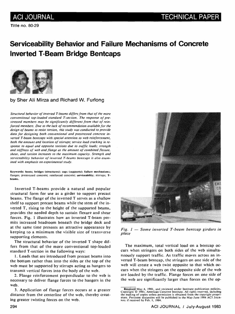 Serviceability Behavior and Failure Mechanisms of Concrete Inverted T ...