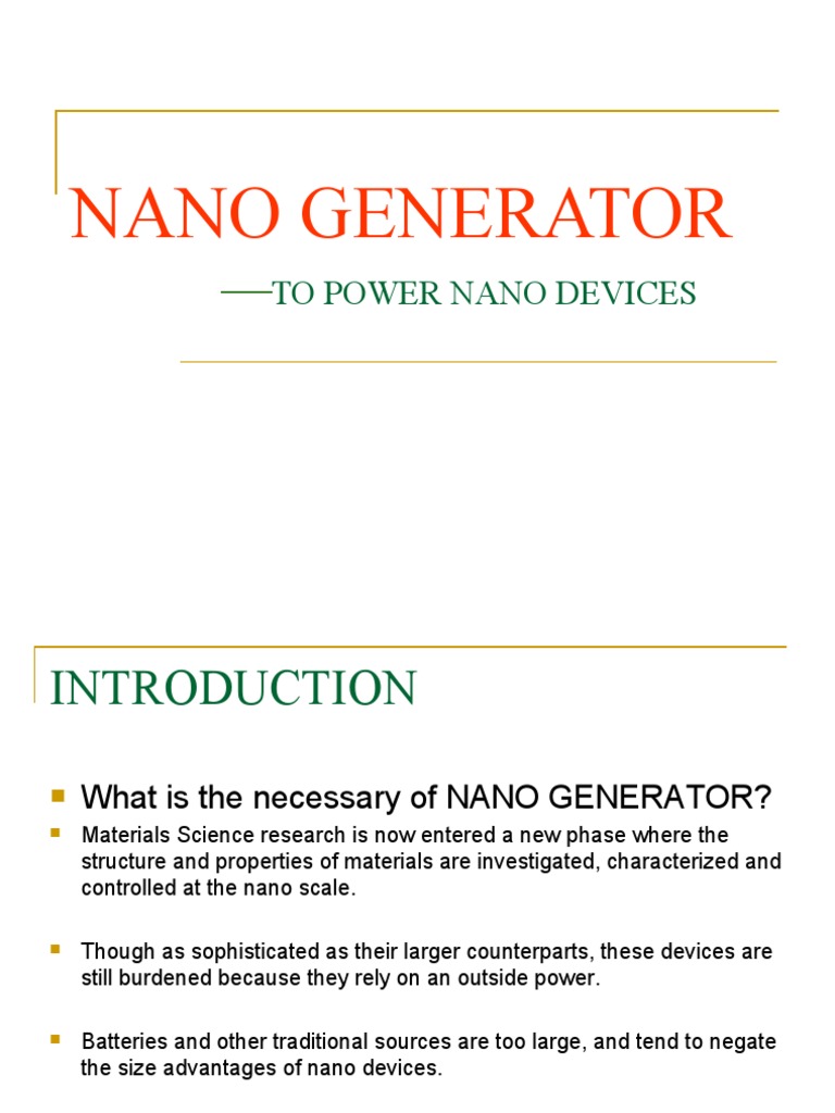 Nano Generator: To Power Nano Devices | PDF
