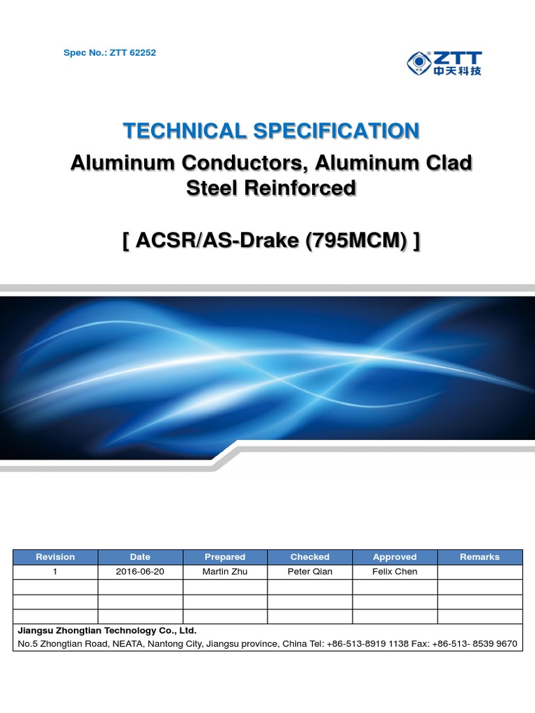 Technical Specification: Aluminum Conductors, Aluminum Clad Steel ...
