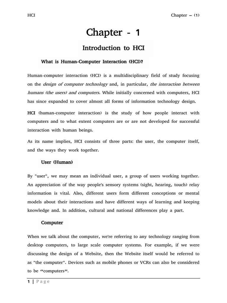 HCI Chapter 01 Introduction PDF | PDF | Human–Computer Interaction ... HCI Chapter 01 Introduction PDF | PDF | Human–Computer Interaction ...